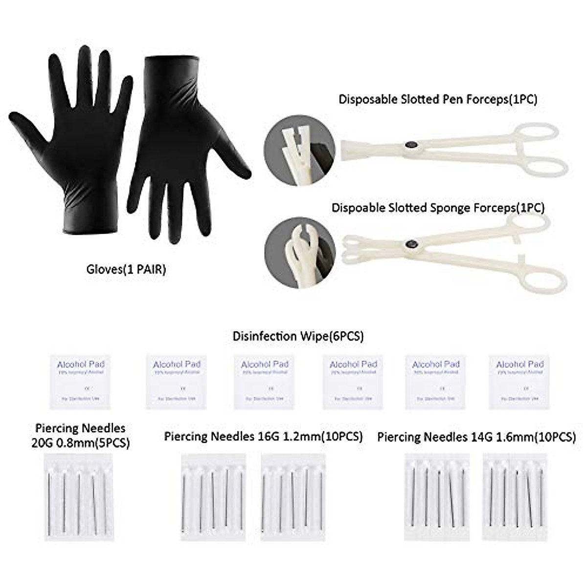 Aumeo 140PCS Stainless Steel Body Piercing Kit 14G 16G 20G Piercing Needles Belly Button Rings Tongue Tragus Cartilage Helix Daith Rook Earring Lip Eyebrow Nose Rings Body Jewelry Tool