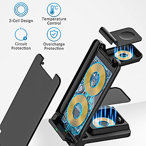 i.VALUX 3 in 1 Charging Station for Apple Devices, Foldable Travel Wireless Charger Stand Charging Dock for iPhone 15 14 13 12 11 Pro Max Plus XR XS 8 Plus, Apple Watch Series 9/8/7/6/5/4/3/2,AirPods