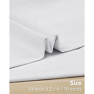 HOTGODEN Light Weight 100% Cotton Muslin Fabric: 59 inch x 2,5,10 Yards Bleached Muslin Linen Fabric Material for Sewing Material Apparel Cloth