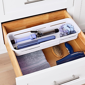 YouCopia DrawerFit Sliding Drawer Bin, Expandable and Adjustable Kitchen Storage Organizer, Speckled White