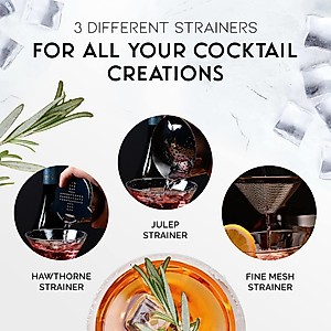 Cocktail Shaker Set 18 Piece, Mixology Equipment, All-in-One Cocktail Set, Drink Shaker, Strainers and Essential Bar Tools, Bar Set for Beginner & Professional Use, Gold - WinterCastle Enterprises
