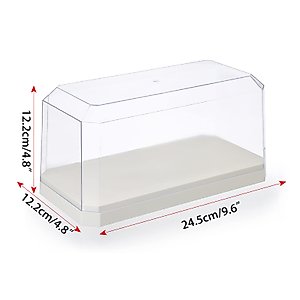 JUXYES Clear Display Box for Collectibles, Rectangular Display Box Stand Countertop Stackable Display Case With Base, Transparent Storage Containers Mini Display Box for Action Figures Toys