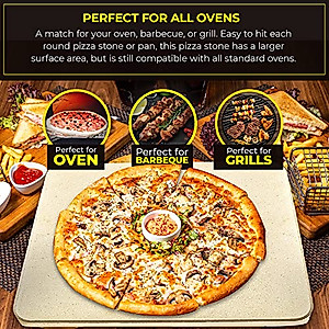 #1 Pizza Stone - Baking Stone. SOLIDO Rectangular 14"x16" - Perfect for Oven, BBQ and Grill