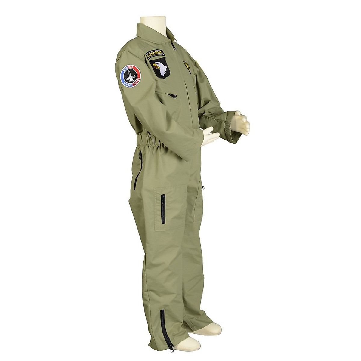Aeromax Jr. Fighter Pilot Suit with Embroidered Cap, Size 4/6. Olive (Military) Green