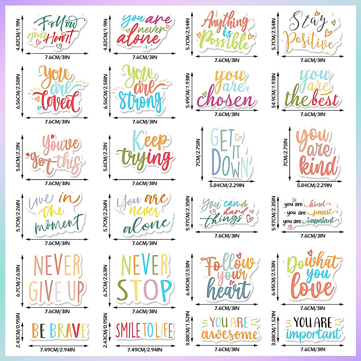24 Pieces Inspirational Fridge Magnets Locker Magnets for Girls Motivational Quotes Magnets Cute Refrigerator Magnets for Classroom Whiteboard School Car Office Accessories (Cute)