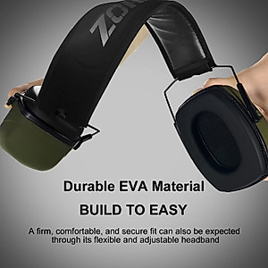 ZOHAN EM028 Passive Shooting Ear Protection Earmuff, Hearing Protection High Noise Reduction SNR 35dB for Gun Range, Hunting, Construction