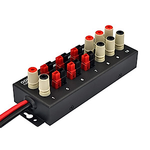 Wired Banana Jack and Power Pole 10 Outlet DC Power Distribution Strip Box