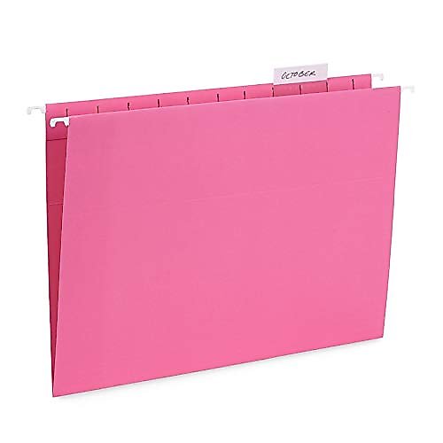 Blue Summit Supplies Hanging File Folders, 25 Reinforced Hang Folders, Designed for Home and Office Color Coded File Organization, Letter Size, Pink, 25 Pack