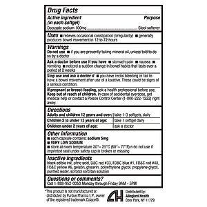HealthA2Z® Stool Softener | Docusate Sodium 100mg | Red & White Capsules | Dependable | Gentle Constipation Relief (100 Counts)