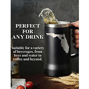 Onebttl Florida Gifts for Men Women, Florida Themed Souvenirs Travel Homesick Gift, Stainless Steel Beer Stein Tumbler, 24oz Beer Mug with Lid