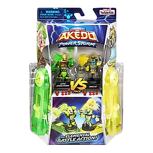 Legends of Akedo Powerstorm Versus Pack 2 Mini Battling Action Figures and 2 Battle Controllers Epic Angry Astrid Versus Boot-Up,Multicolor
