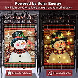 Lighted Winter Garden Flag, LED Christmas Snowman Garden Flag for Outside, Vertical Double Sided Garden Flags Outdoor Flag Winter Outside Seasonal Decoration Home Decor Flag 28x40