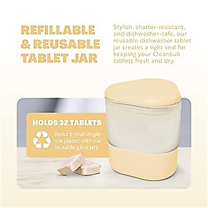 Cleancult Glass Refillable Dishwasher Pod Holder, Empty, Holds Approx 32 Dishwasher Tablets, Reusable Cleaning & Cosmetic Storage