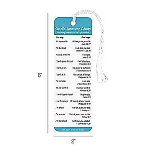 God's Answer Chart Bible Verses 2 x 6 Cardstock Tassel Bookmark, Pack of 12