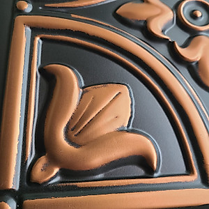 Faux Tin Glue Up Ceiling tile #148 Antique Copper pack of 10 2'X2' tiles (~ 40 sq.ft). Easy to install decorative ceiling tiles. Gorgeous antique look PVC tiles. Great as a backdrop.