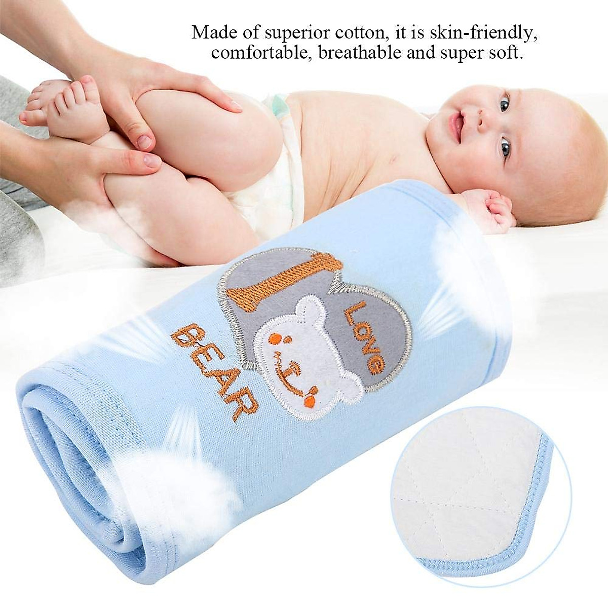 Baby Belly Belt, Newborn Abdomen Keep Warm Button Band Children Waist Support Band for Toddler Boys or Girls, 22inchx6.3inch(Blue)