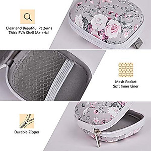 Earbud Case, AIRSPO Airpods Pro 2nd Generation Earphone Organizer Carrying Case Small Storage Bag Hard EVA Shockproof Cover with Carabiner Clip (Grey Pink Rose)