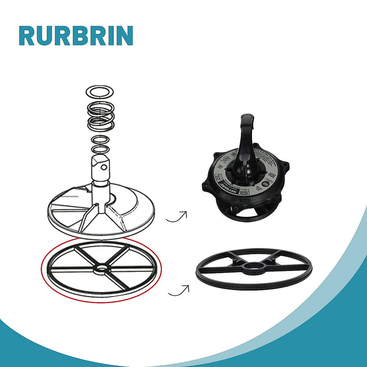 RURBRIN (2 PCS) SPX0714T Spider Gasket Valve O-Ring Compatible with Hayward SP0714T SPX0714CA 1-1/2 Inch Vari-Flo XL Multiport Valve Diverter Valve