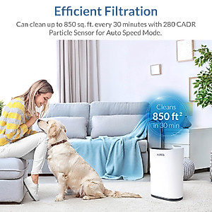 Purafide XP280 Veteran Owned 2-Yr H13 HEPA 3-stage filtration air purifier with Elegant Old Fashion Control Buttons for 1700 Sq Ft Coverage. Home, Bedroom, Pets, Dust (1, White)