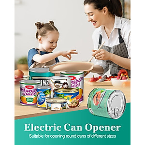 Electric Can Opener, No Sharp Edge Can Opener Electric, Hands-Free Electric Can Opener for Kitchen, Automatic Can Opener for Any Size, Kitchen Gadget Handheld Can Opener for Arthritis and Seniors