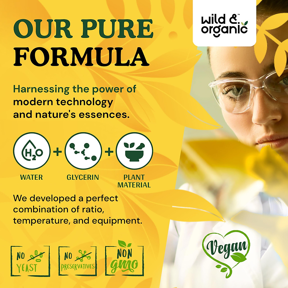 Wild & Organic Lung Cleanse Detox Tincture - Mullein Drops for Lungs - Herbal Mullein Extract Supplement - Vegan, Alcohol-Free Drops - 4 fl oz