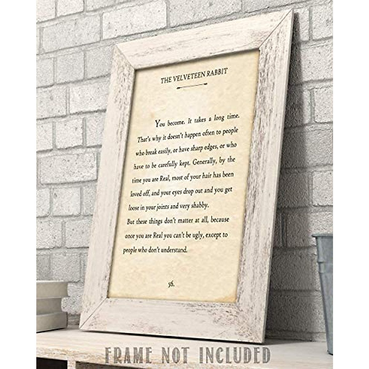 The Velveteen Rabbit - You Become - 11x14 Unframed Literary Art Book Quote Page Print - Great Inspirational Quote Gift Poster and Literature Decor for Nursery, Children's Room and Playroom Under $15