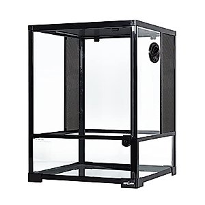 REPTI ZOO Reptile Glass Terrarium, 18" x 18" x 24" Knock-Down Reptile Habitat Tank with Double Hinge Door & Top Screen Ventilation and Side Mesh Ventilation, 30 Gallon Large Reptile Terrarium