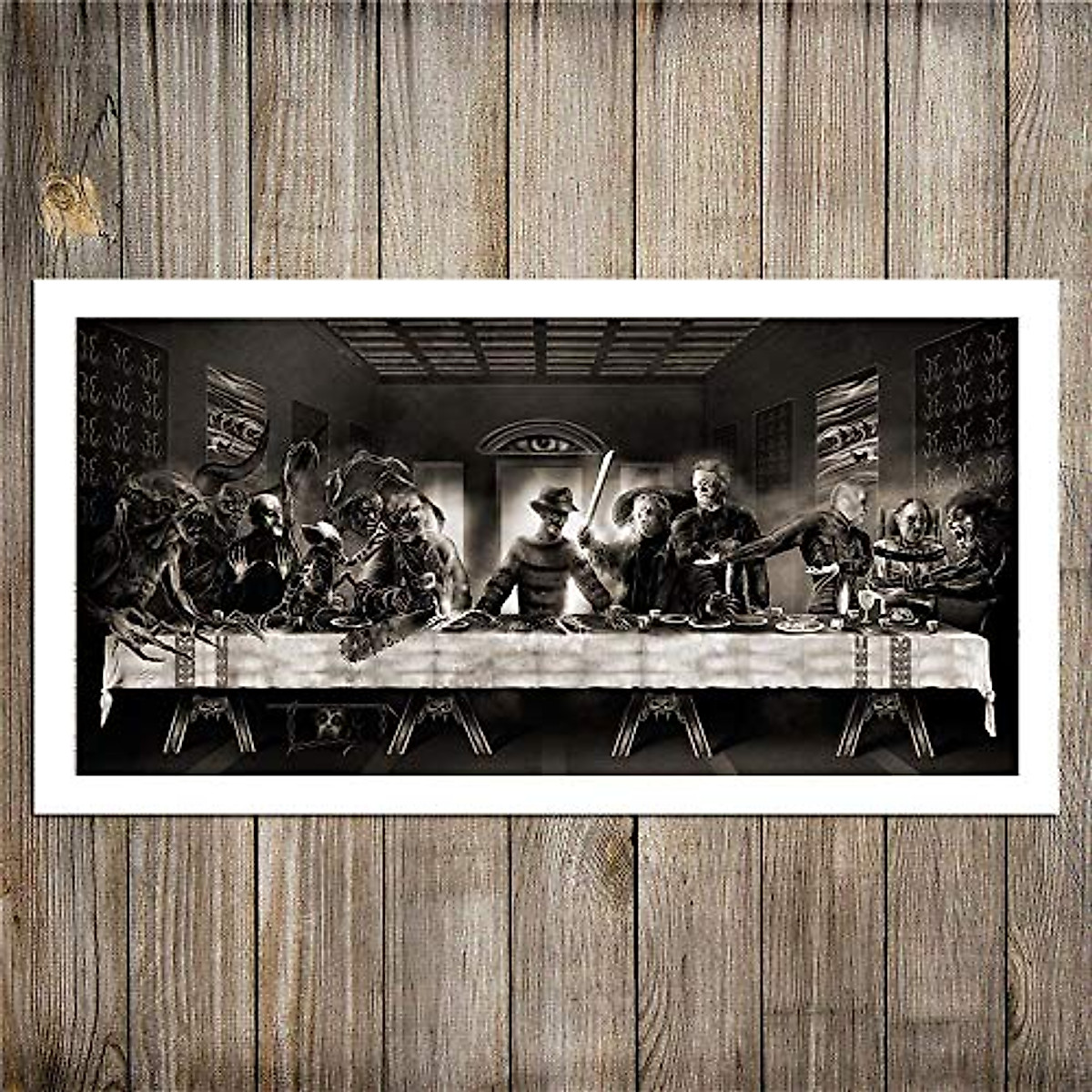 The Last Supper,Dark Evil Horror Spooky Creepy,Halloween,Wall Art Home Wall Decorations for Bedroom Living Room Oil Paintings IFUNEW Canvas Prints-1157 (Unframed,16x32inch)