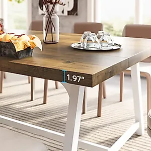 Tribesigns Dining Table for 8 People, 70.87-inch Rectangular Wood Kitchen Table with Strong Metal Frame, Vintage Large Long Dining Room Table for Big Family (Oak, No Chair)