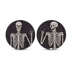 Snilety Skull Design 2pcs Car Coasters for Drinks Cup Coaster Rubber Car Cup Pad Mat Car Accessories for Car Living Room Kitchen Office to Protect Car and Furniture