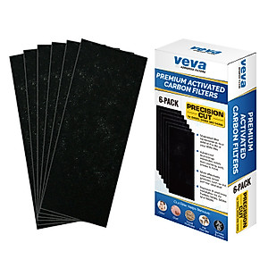 Full Size Premium Activated Carbon Pre Filter 6 Pack Compatible with HB Air Purifier 04383, 04383A, 04384 and 04386 for Pet, Smoke and Odor Eliminator, 100% Safe and Zeolite Free by VEVA