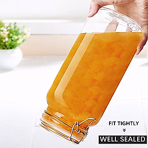 ComSaf Airtight Glass Canister Set of 3 with Lids 78oz Food Storage Jar Square - Storage Container with Clear Preserving Seal Wire Clip Fastening for Kitchen Canning Cereal,Pasta,Sugar,Beans,Spice