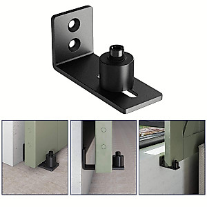 SMARTSTANDARD Heavy Duty 12" Barn Door Handle Set with Adjustable Barn Door Floor Guide for Gates Garages Sheds Furniture, Square