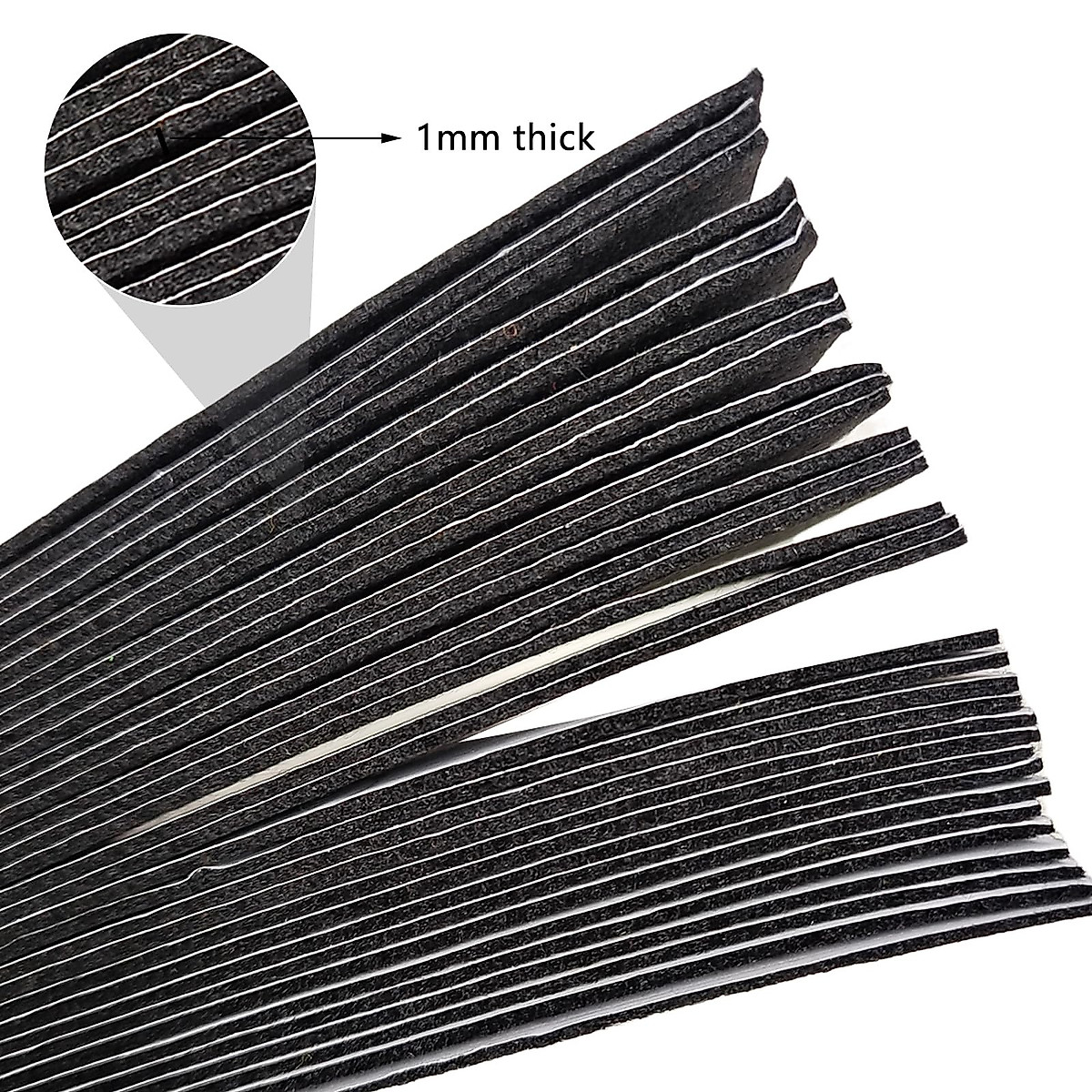 Jtnohx Self Adhesive Felt Sheets, Adhesive Backed Felt, 33 Pcs 4" x 8" Felt Adhesive, Sticky Back Stiff Felt for Crafts DIY Sewing School Projects Decoration (Black)