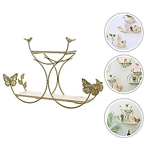 Cabilock Iron Wall-Mounted Stoarge Rack Sundries Holder Nordic Wall Shelf Display Rack Storage Shelf for Bedroom Living Room Dining Room Decoration Supplies (Golden)