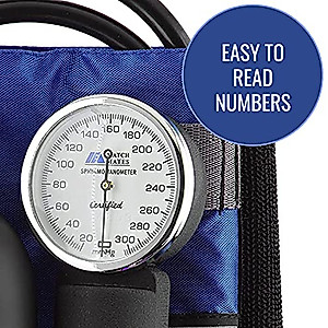 MABIS MatchMates Aneroid Sphygmomanometer and Dual Head Stethoscope Combination Home Blood Pressure Kit with Calibrated Nylon Cuff, Professional Quality, Carrying Case, Royal Blue