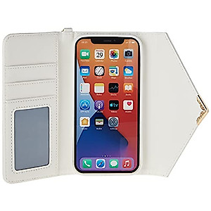 Glow Co, Ltd. 405-1-03 iPhone 12 with Strap, Multi-Functional Storage, Notebook Type Case, White, Tempered Glass & Stylus Pen Included