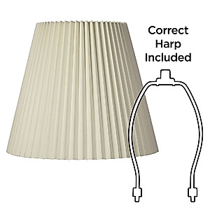 Set of 2 Pleated Empire Lamp Shades Ivory Large 10" Top x 17" Bottom x 14.75" High Spider with Replacement Harp and Finial Fitting - Springcrest