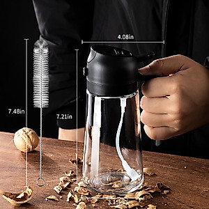 CXINYI - Oil Dispenser for Kitchen - 16oz / 470ml Olive Oil Bottle - 2 in 1 Olive Oil Dispenser & Oil Sprayer with Brush - Oil Sprayer for Cooking, Salad, Barbecue Black