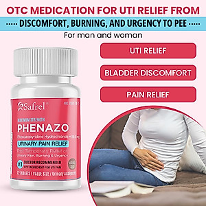 Safrel Urinary Relief - 72 Tablets, 99.5mg Phenazopyridine HCl - Fast-Acting UTI Relief for Bladder Discomfort & Pain - Adults & Children-1-Pack