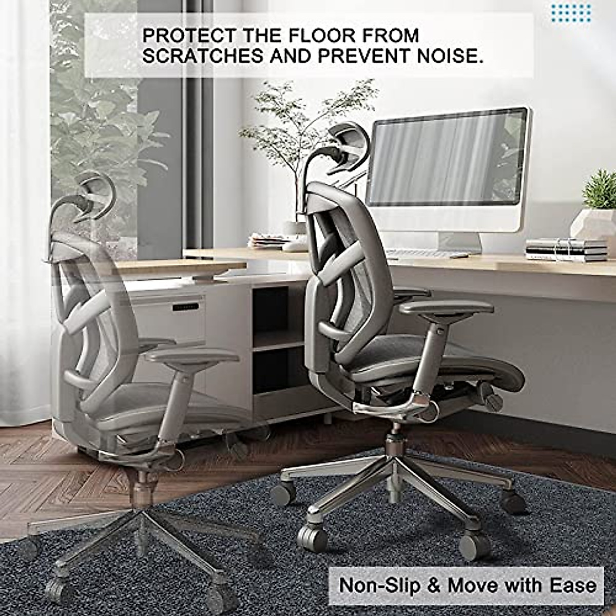 Chair Mat, Chair Rolling Mat, Office Chair Mat for Hardwood Computer Desk Floor Mat Desk Chair Protector, 35 x 47 inches, Upgraded Version Professional Protector Mat (Grey)