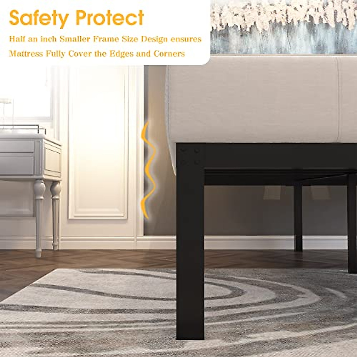 yookare 18 Inch Tall and Strong Platform Metal Bed Frame/Easy Assembly Mattress Foundation/ 4000lbs Heavy Duty Frame with Steel Slat Support/No Noise/No Box Spring Needed，Twin