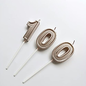 Rose Gold 100th Birthday Candles, Number 100 Candles for Cakes, Happy 100 Days or Years Cake Topper Numeral Candle for Birthday Anniversary Celebration Decoration Party Supplies
