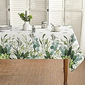 Horaldaily Spring Summer Tablecloth 60x84 Inch, Eucalyptus Floral Table Cover for Party Picnic Dinner Decor