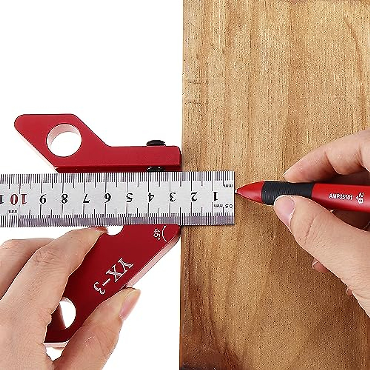 DDWT YX-3 Center Finder Woodworking Square Center Scribe 45 90 Degrees Angle Line Scriber Marking Tools Metric and Inch Ruler Magnetic Wood Measuring Scribe Tool