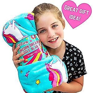 GirlZone Unicorn Fleece Blankets for Girls, Large Fluffy Blankets for Teen Girls with Cute Unicorn and Mermaid Designs, Great Unicorn Gift Ideas for Girls