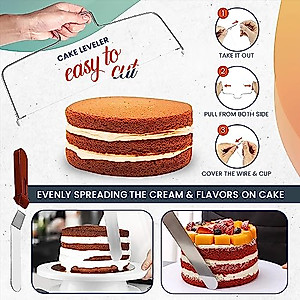 RFAQK 100pcs Cake Pan Set for Baking + Cake Decorating Supplies: 3 Round Non Stick Springform Pan Set (4, 7, 9 inches), Icing Tips, Cake Leveler – Multi-functional Leak-Proof Cheese Cake Pans & eBook