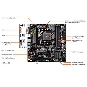 GIGABYTE B550M DS3H (AM4 AMD/B550/Micro ATX/Dual M.2/SATA 6Gb/s/USB 3.2 Gen 1/PCIe 4.0/HMDI/DVI/DDR4/Motherboard)