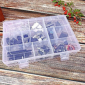 5Pack 36 Grids Clear Plastic Organizer Box with Adjustable Dividers Storage Container Jewelry Box for Beads Art Crafts Pieces Letter Board Fishing Tackles Rock Collection with 2000pcs Label Stickers