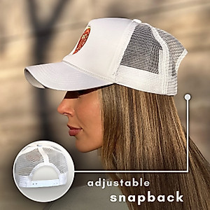 Trucker Hat - 2 Pack | Foam Embroidered Cap | Smiley Face Hat | Preppy Trendy Vintage Retro Trucker Hats | Unisex Men Women Baseball Cap | Mesh Adjustable Snapback | White + Pink | Spritz Pack